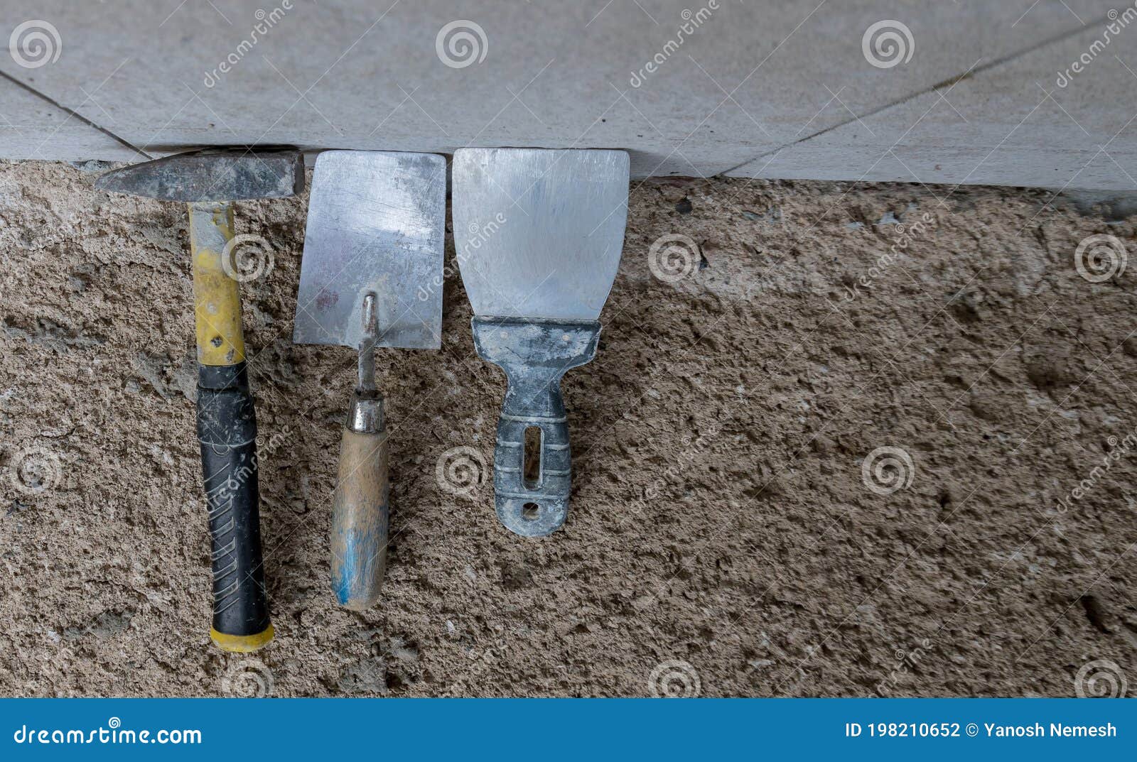 Bricklayer Tools Against the Wall Stock Photo - Image of pattern ...