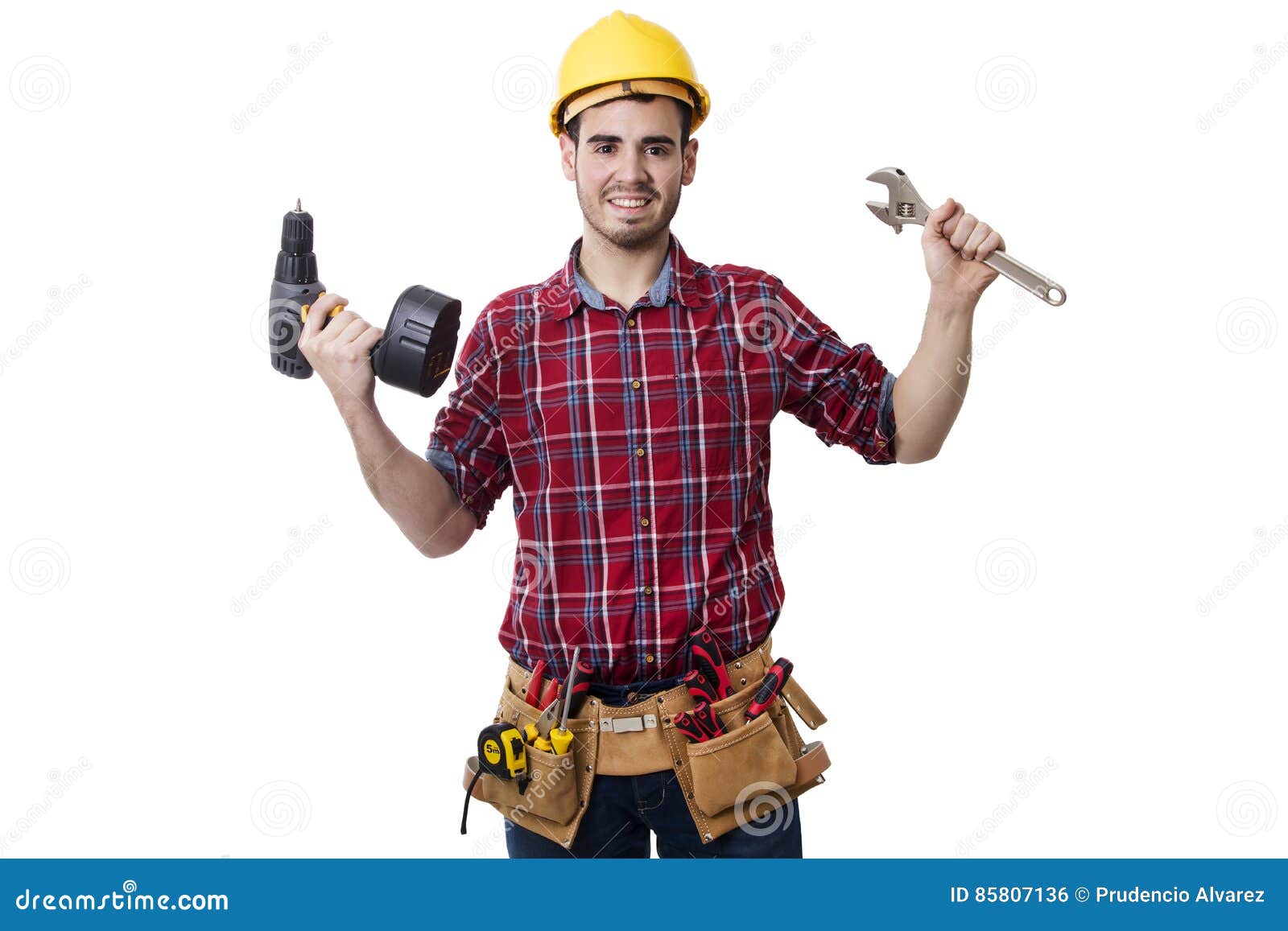 Bricklayer Tools and Helmet Stock Photo - Image of plumber ...