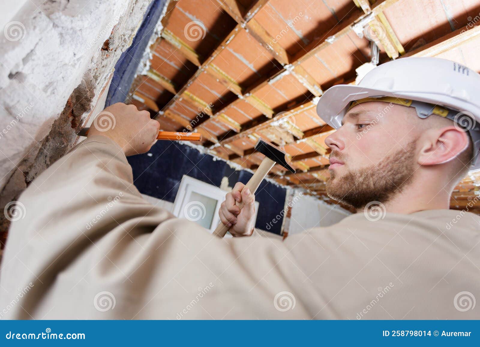 Bricklayer Tools Men Working Construction Stock Photo - Image of tool ...