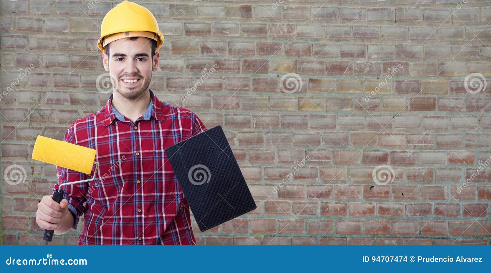 Bricklayer Tools To Work and Paint Stock Photo - Image of house ...