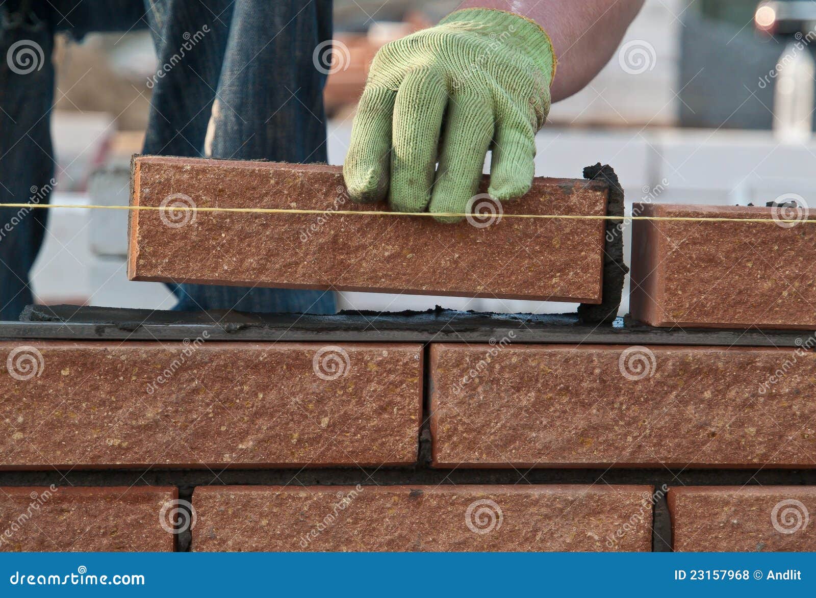 Bricklayer at work stock photo. Image of twine, block - 23157968