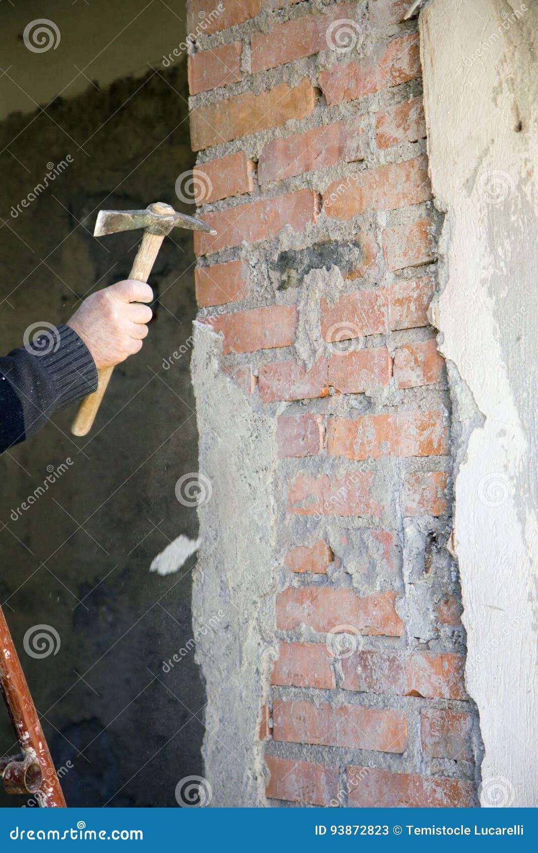 Bricklayer at work stock image. Image of builder, builders - 93872823