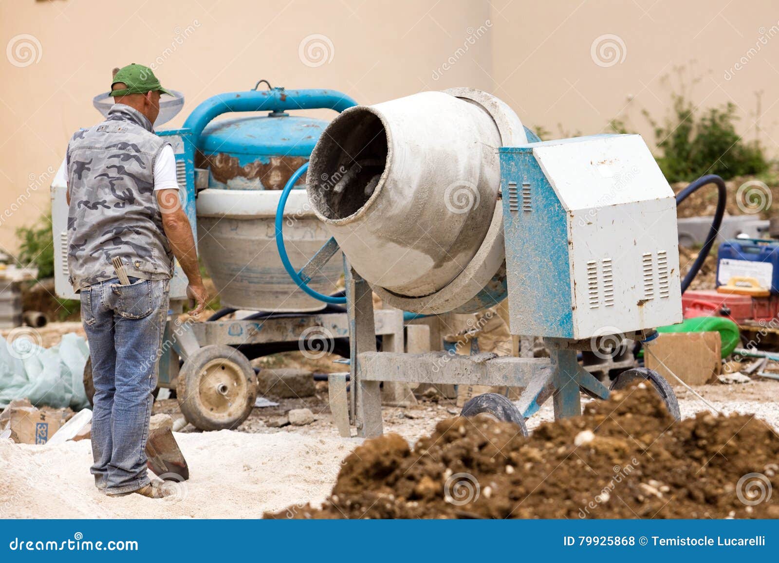 Bricklayer at work stock photo. Image of pavement, skill - 79925868
