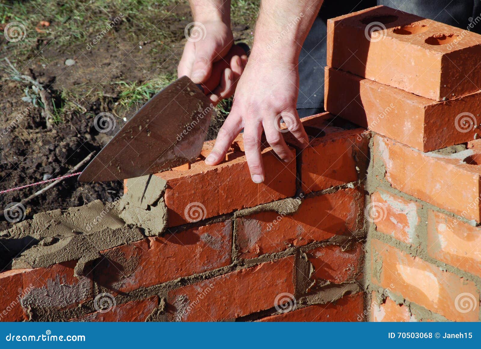 Bricklayer at work stock photo. Image of home, housing - 70503068