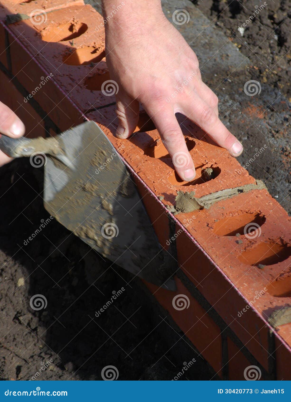 Bricklayer at work stock image. Image of house, laying - 30420773