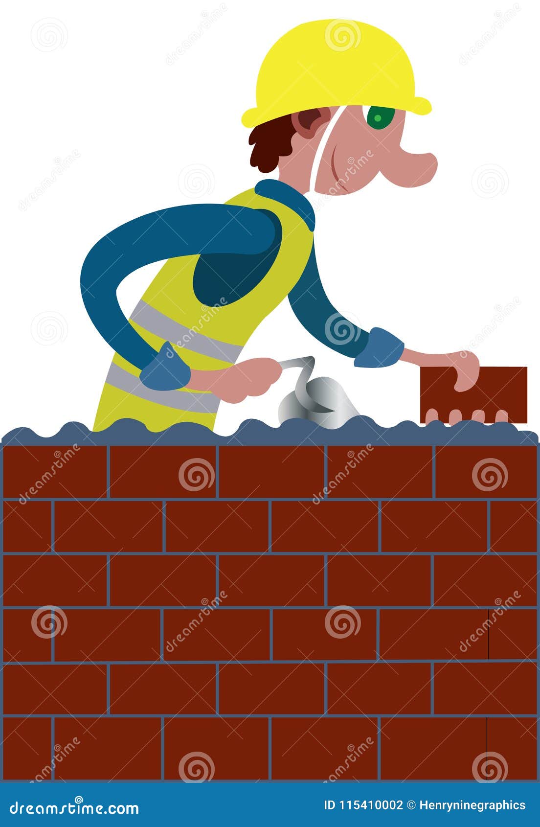 Bricklayer at work stock vector. Illustration of frame - 115410002