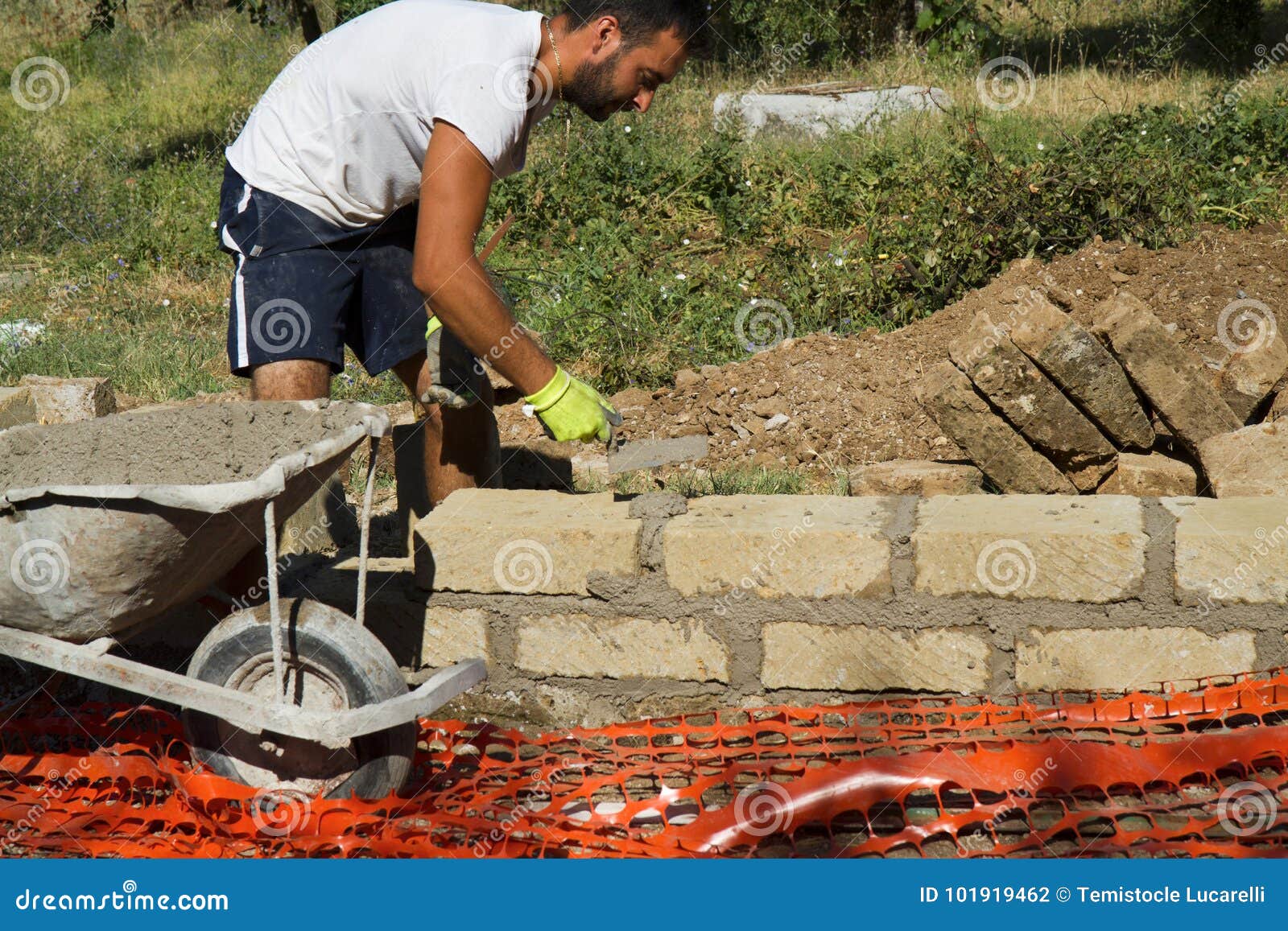 Bricklayer at Work in a Site Stock Photo - Image of build, brick: 101919462