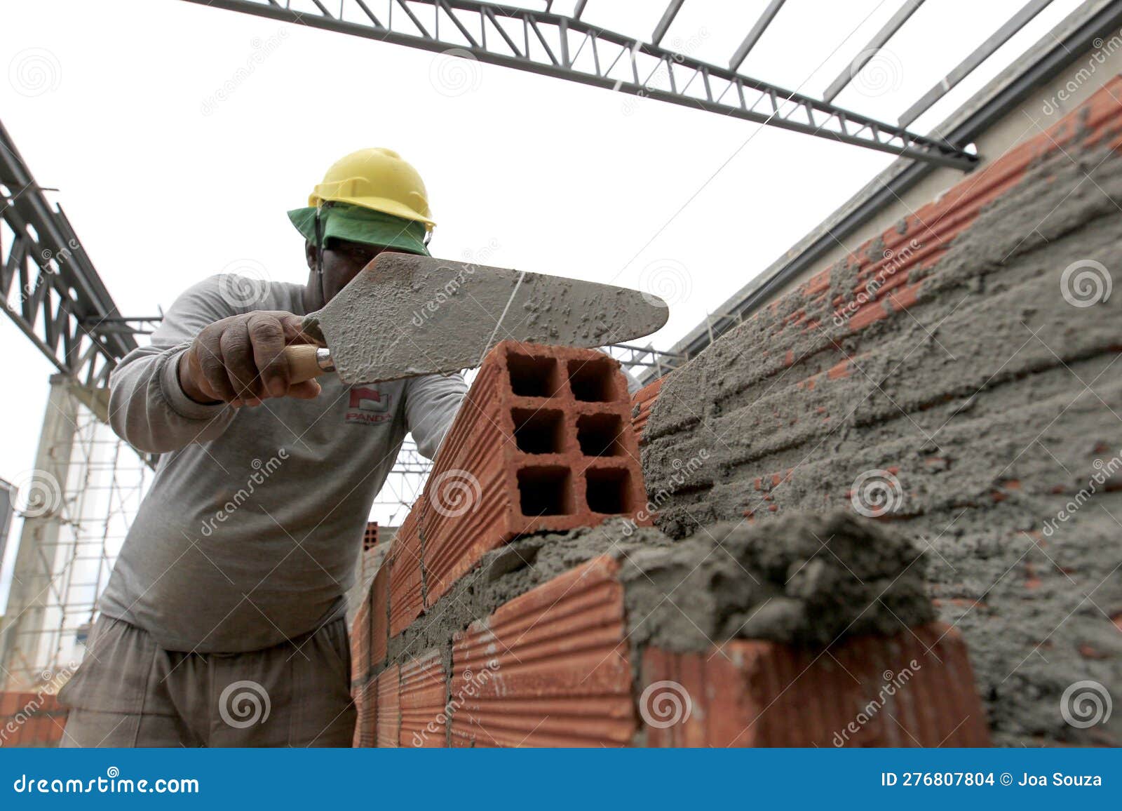 Bricklayer Work Under Construction Editorial Stock Image - Image of ...