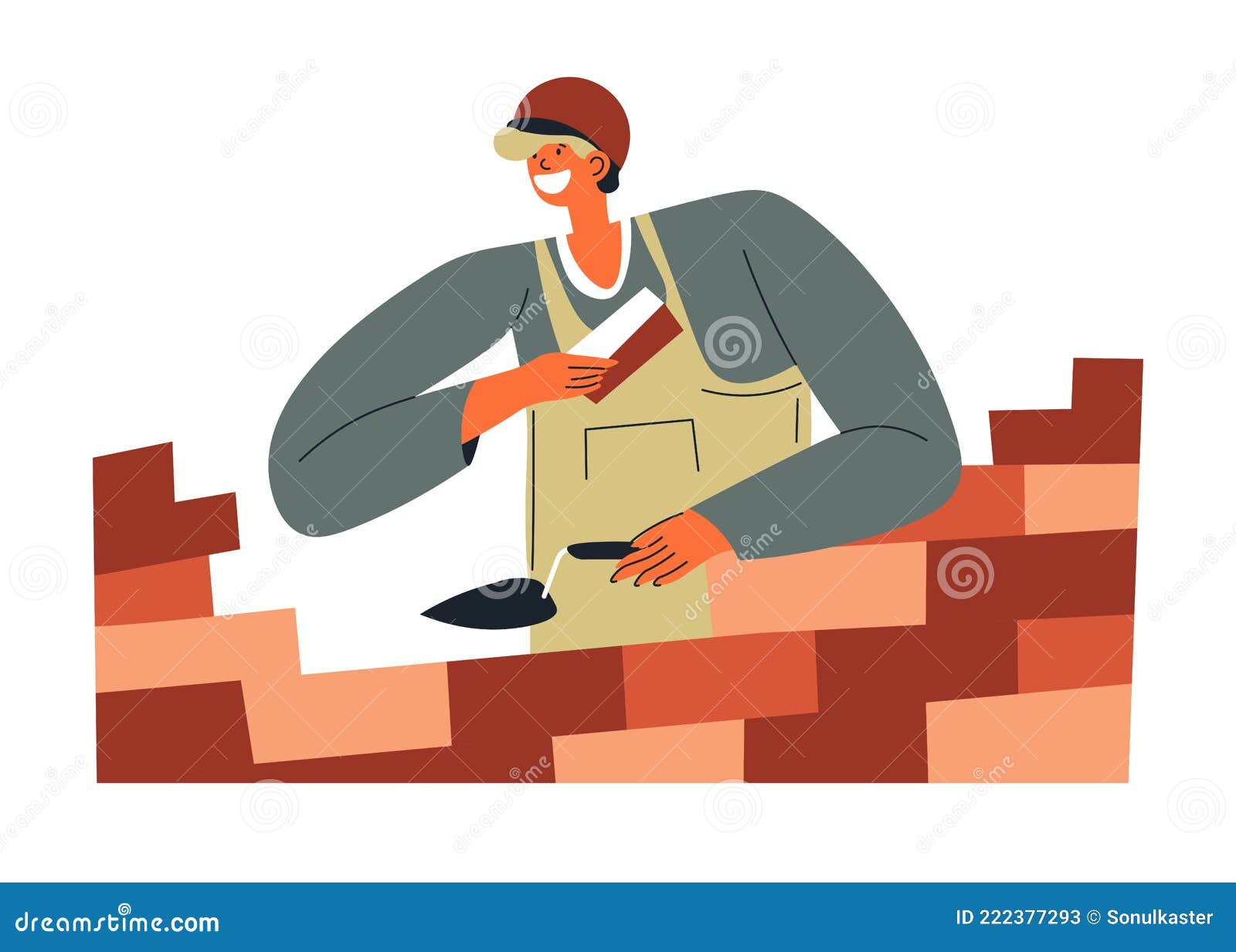 Male Bricklayer Silhouette Collection. Construction Workers Wearing ...