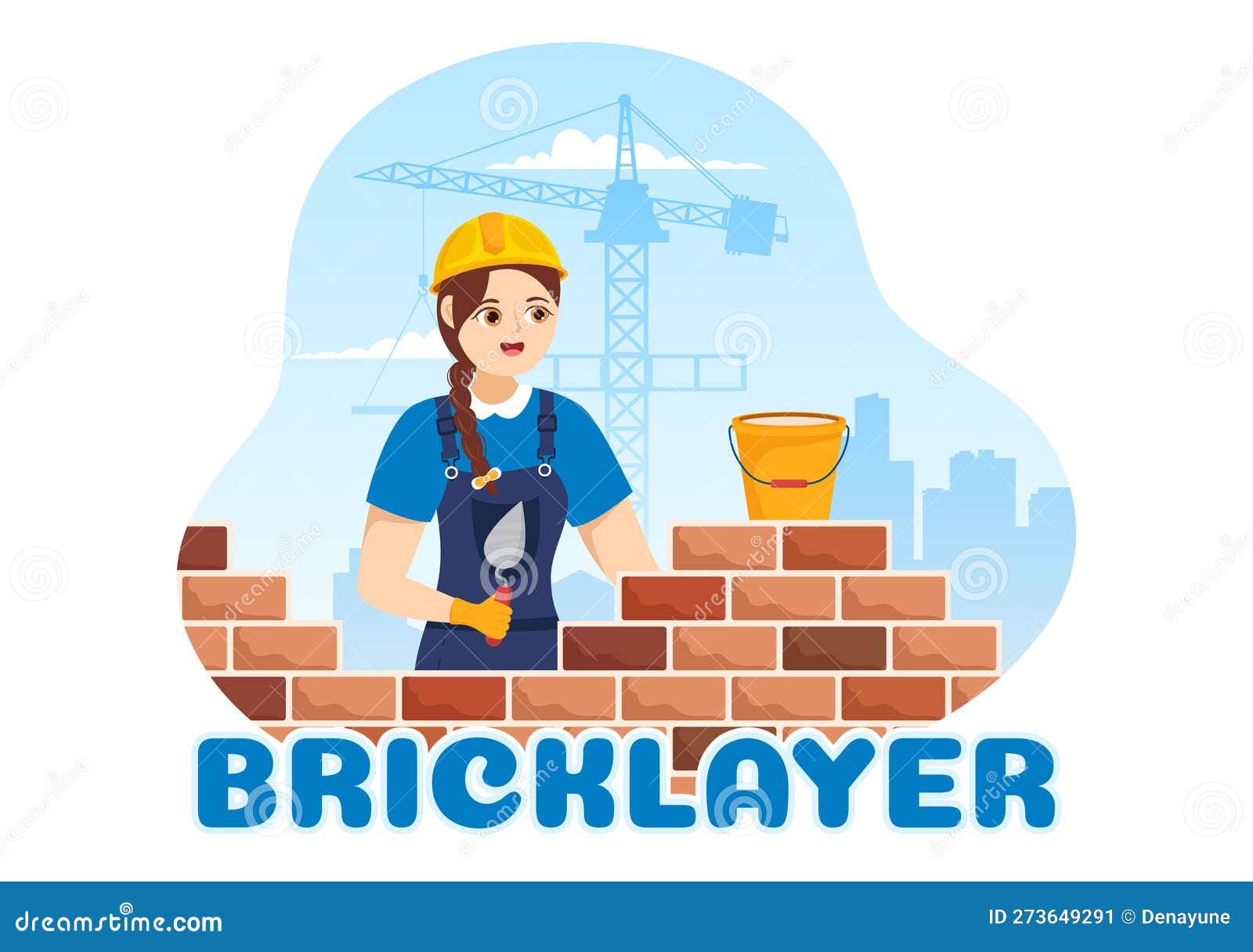 Bricklayer Worker Illustration With People Construction And Laying ...
