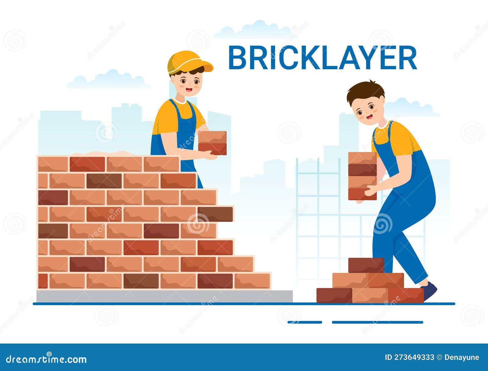 Bricklayer Worker Illustration with People Construction and Laying ...