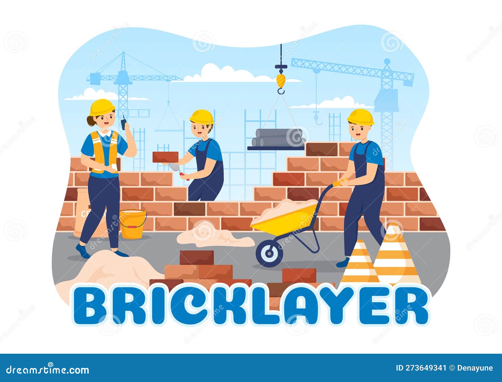 Bricklayer Worker Illustration with People Construction and Laying ...