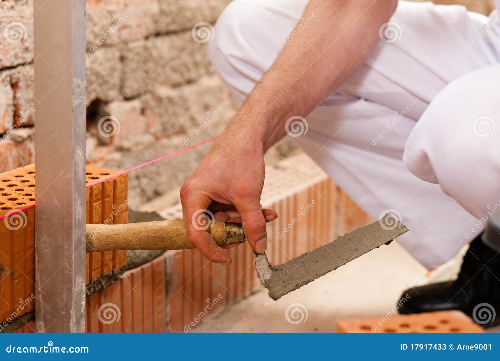 Bricklayer Working on Construction Site Stock Image - Image of people ...