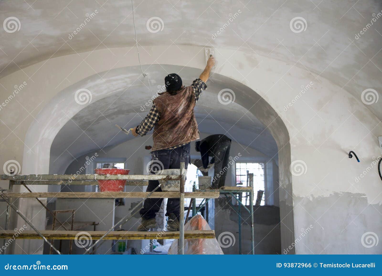 Bricklayers at work stock photo. Image of brickwork, craftsman - 93872966