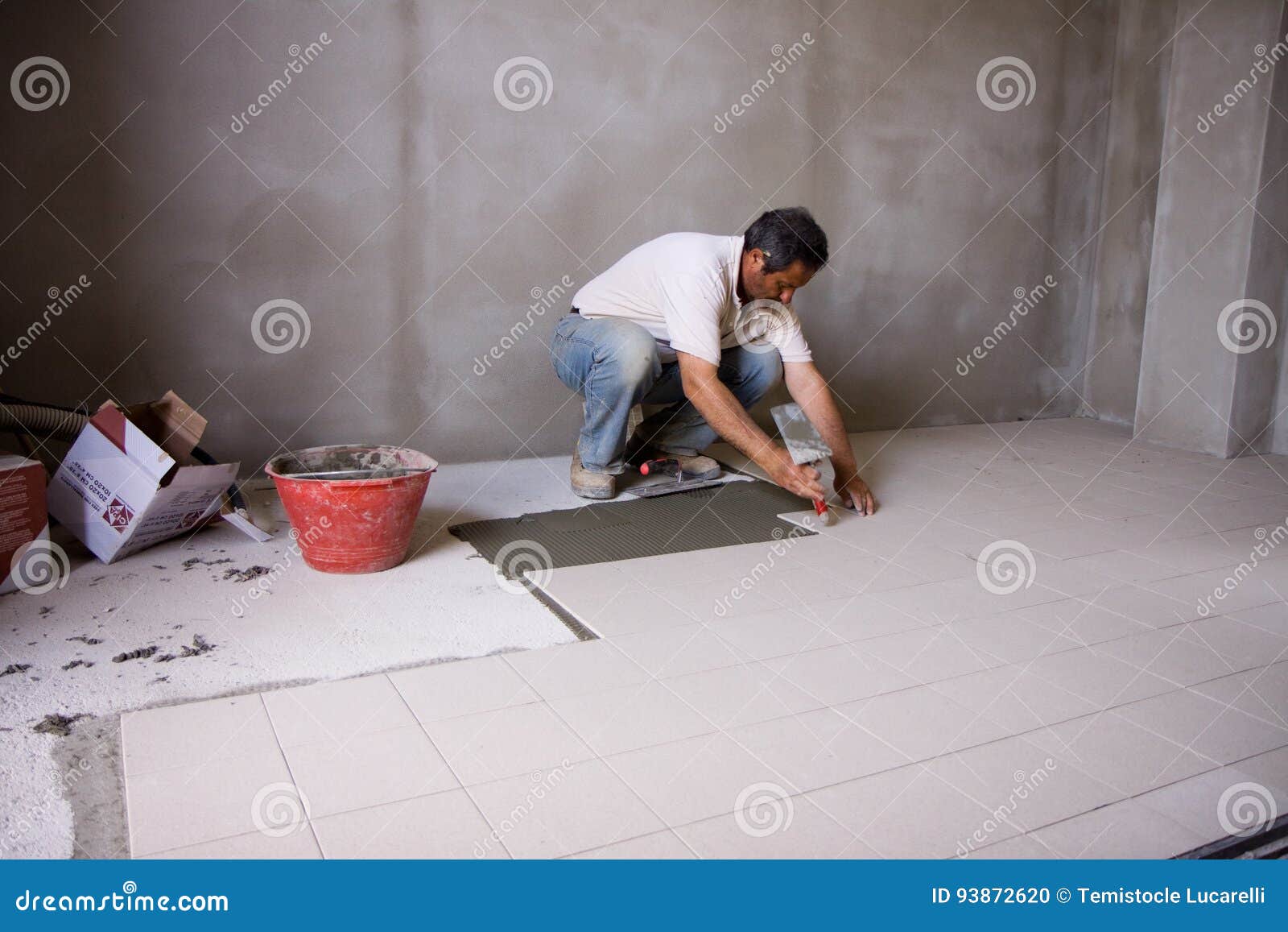 Bricklayer at work stock photo. Image of manual, bricklayer - 93872620