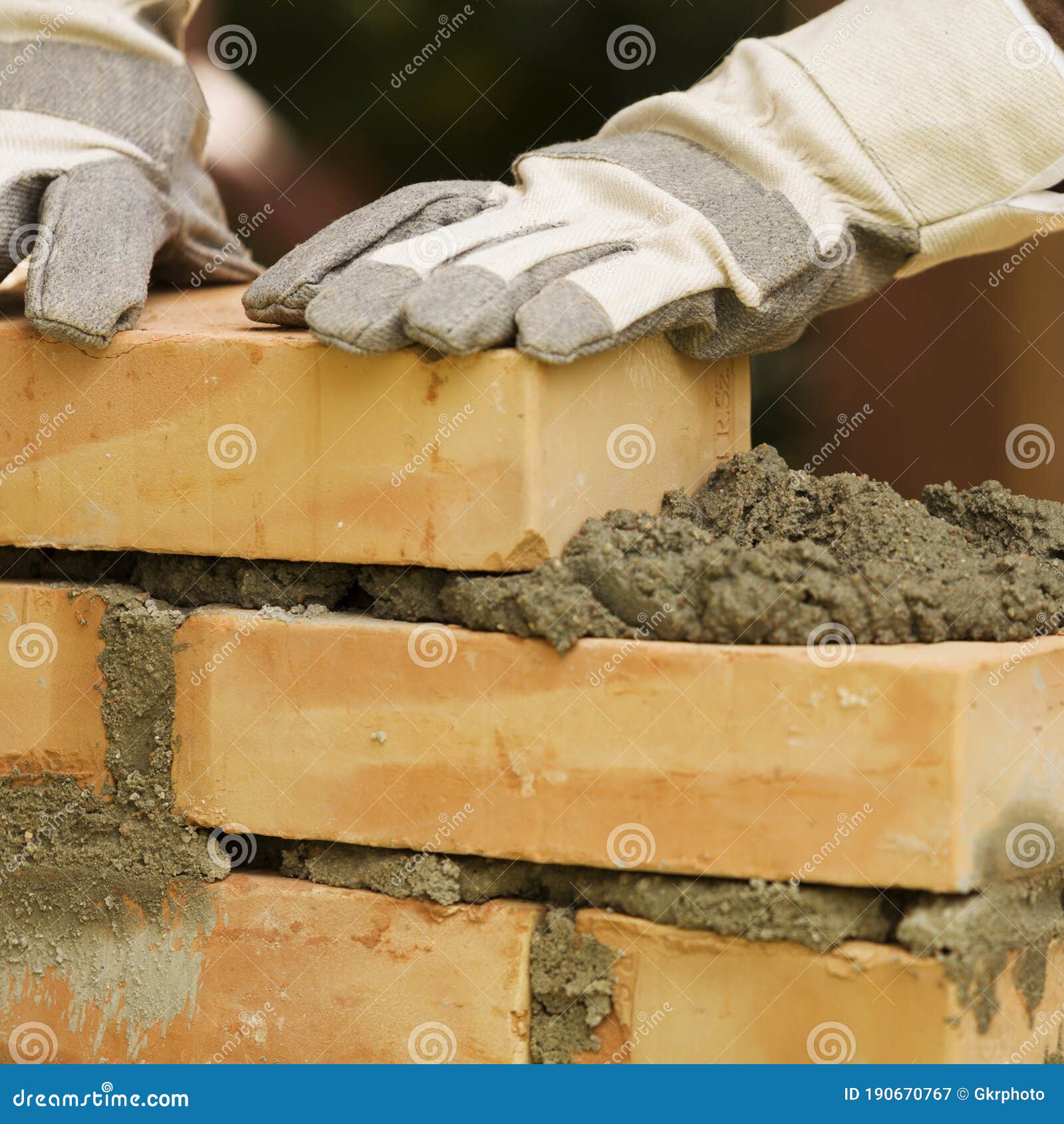 Bricklaying brick wall stock image. Image of wall, post - 190670767