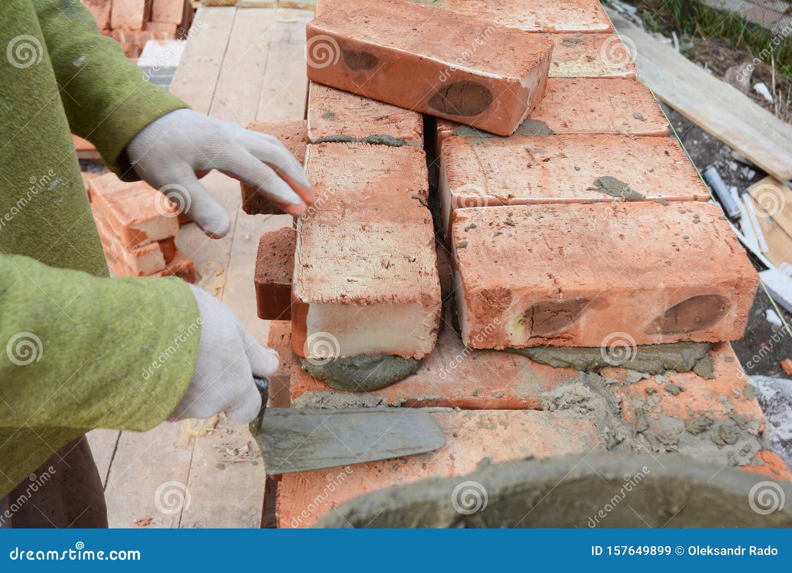 Bricklaying, Brickwork. Bricklaying Photo Stock Image - Image of close ...