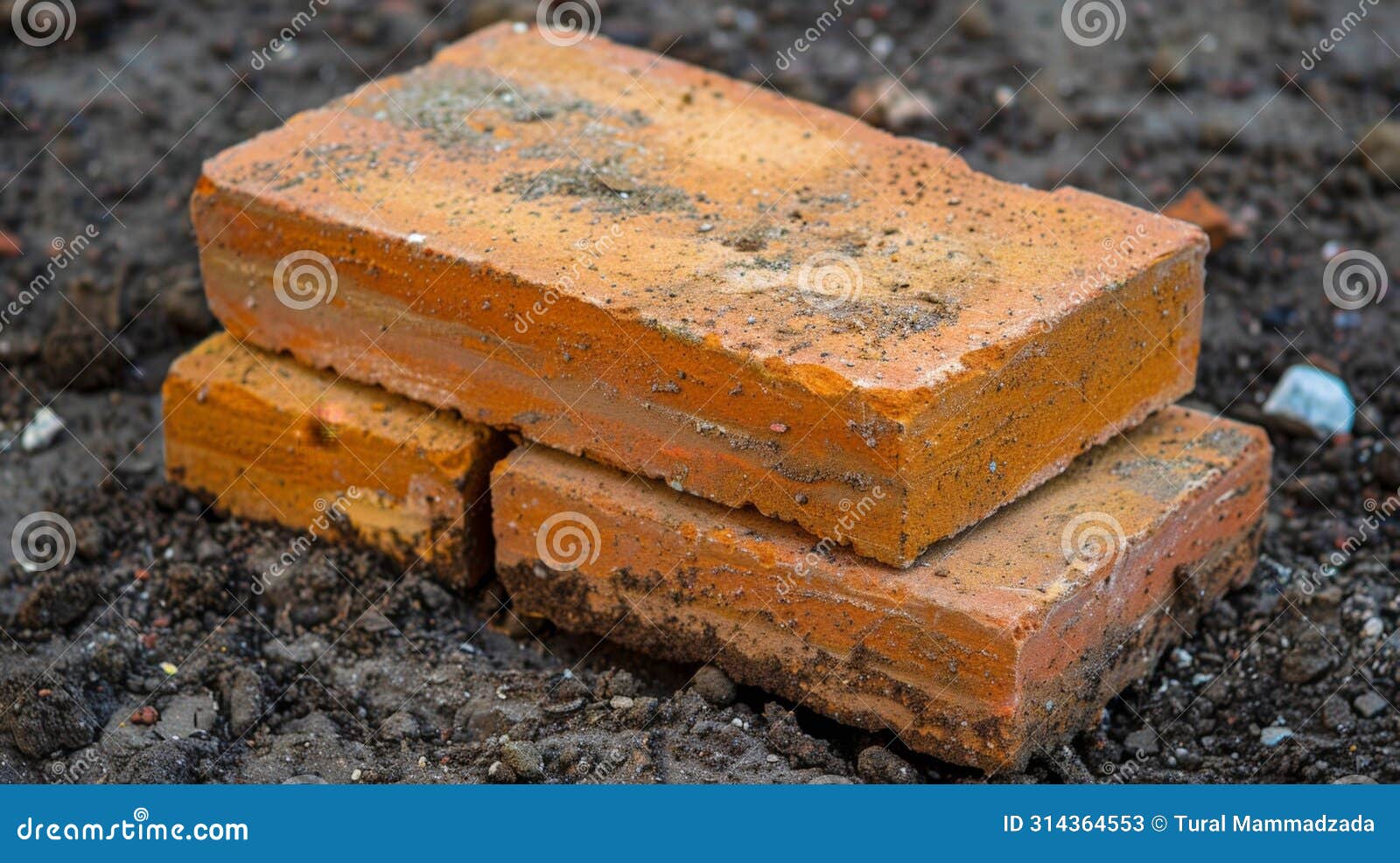 Three Bricks Stacked in Dirt Stock Image - Image of building, pile ...