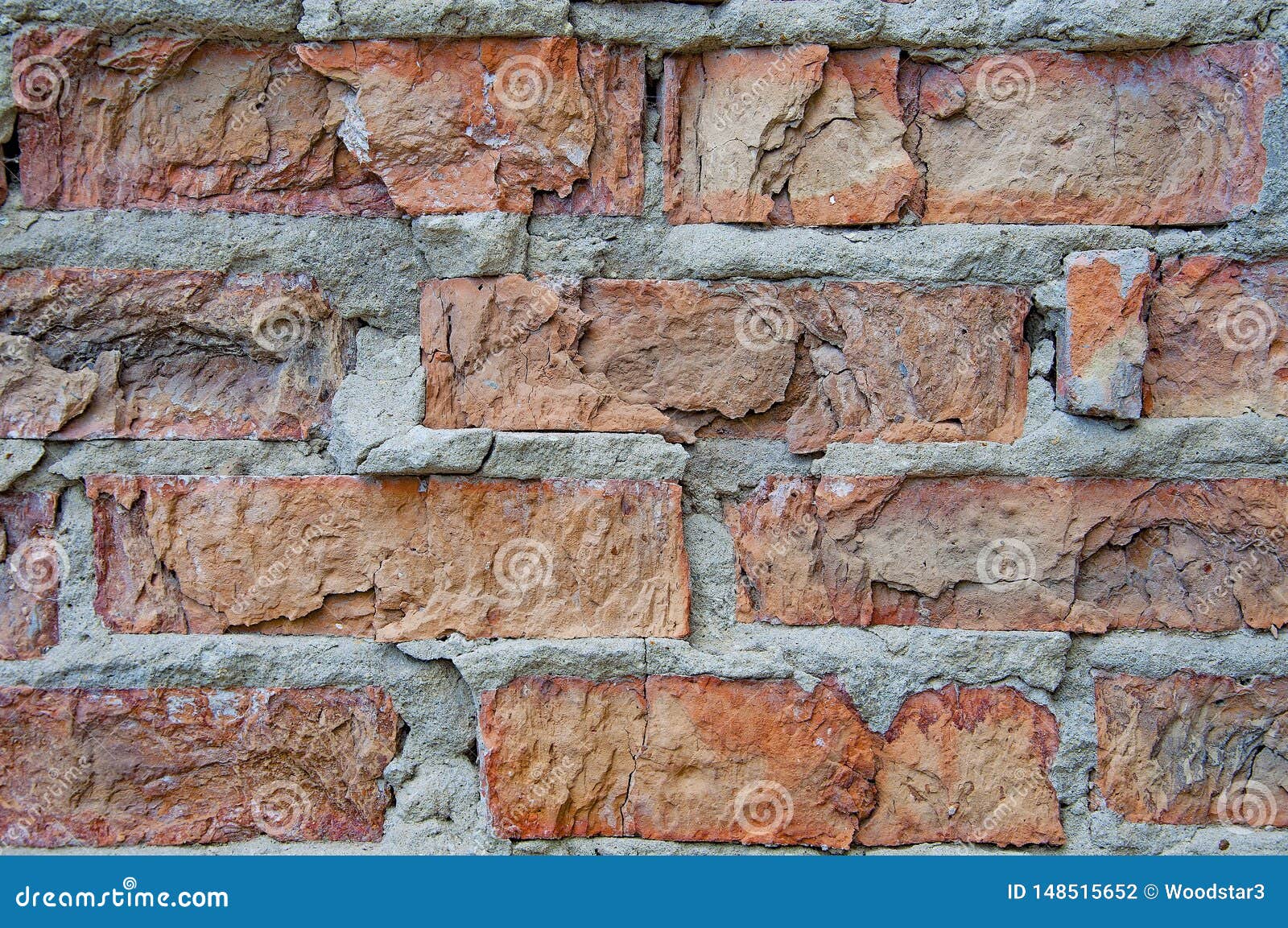 Bricks Background and Textures on the Wall. Poor Brick Cracks. Slits ...