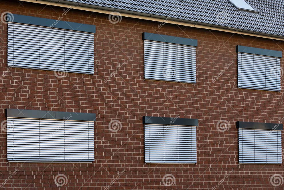 Bricks and Blinds Create a Simple Architectural Design in a Home Stock ...
