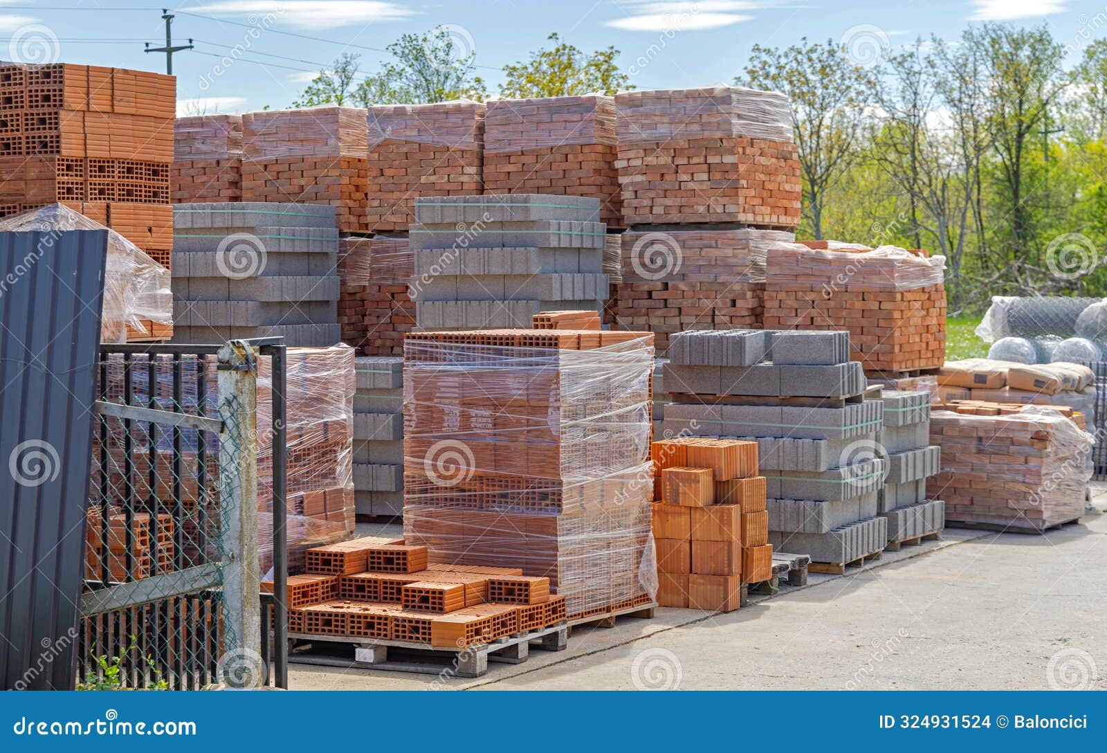 Construction Material Storage Stock Photo - Image of commercial, sacks ...
