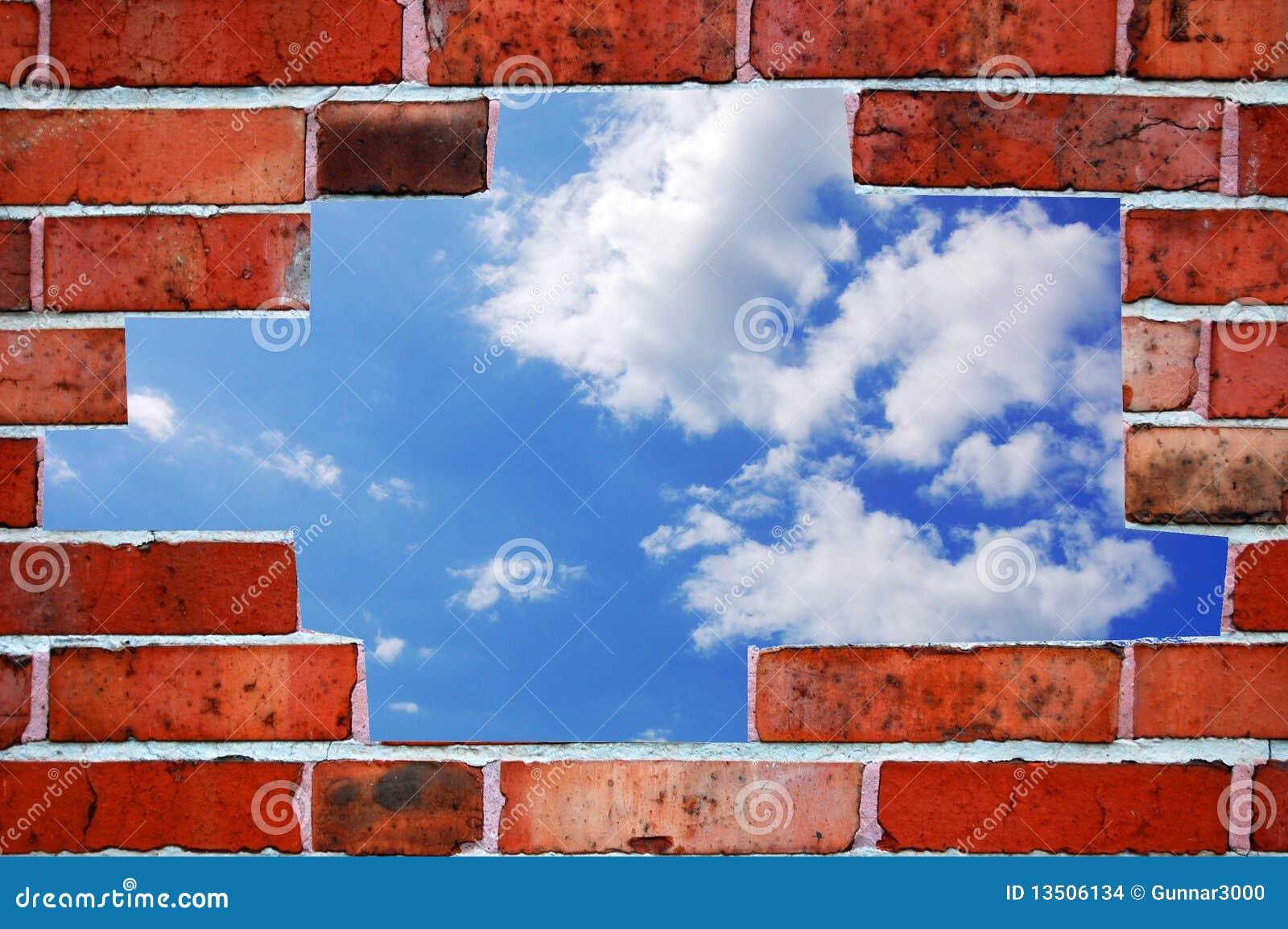 Bricks and blue summer sky stock photo. Image of brickwall - 13506134