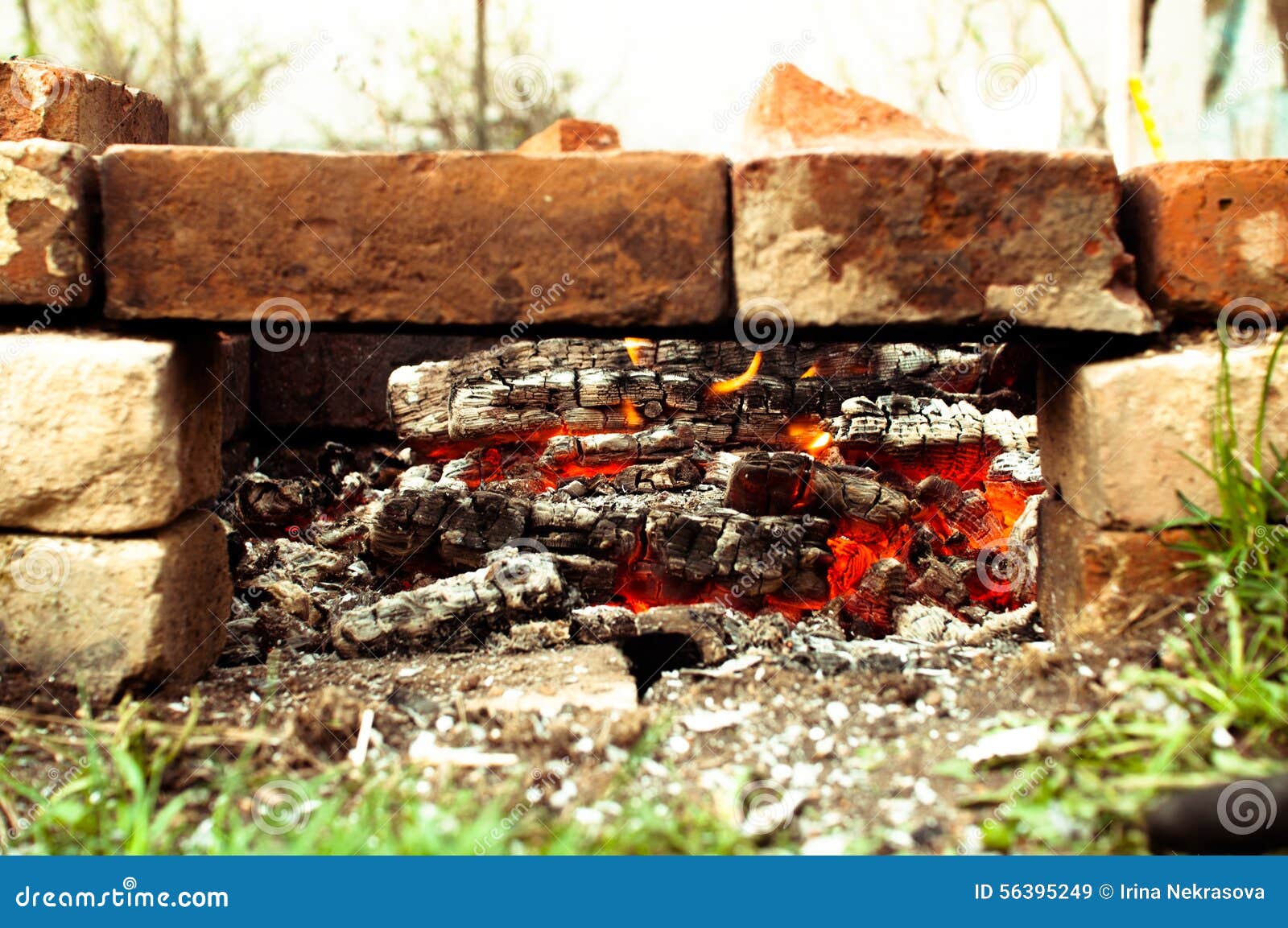 Bricks Brazier with Glowing Coals Stock Image - Image of brazier, close ...