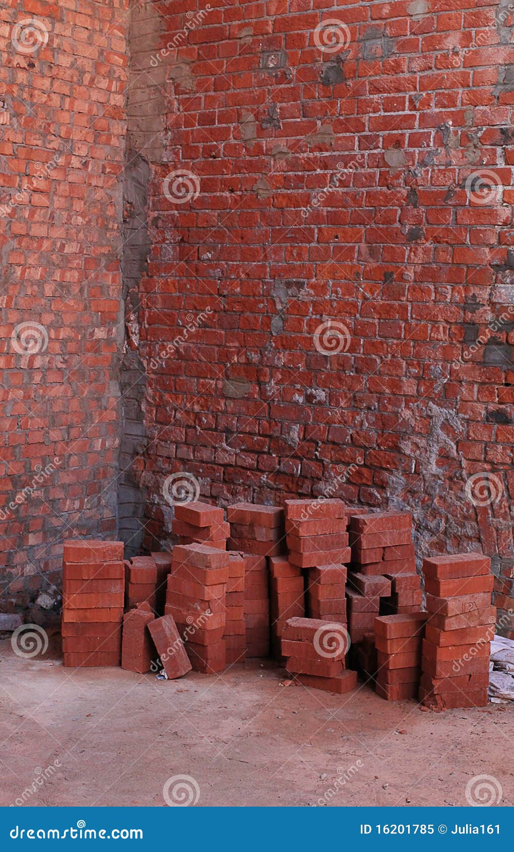 Bricks and brick wall stock image. Image of construction - 16201785