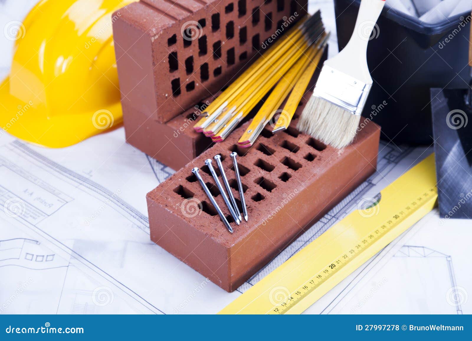 Bricks and Building and Construction Equipment Stock Photo - Image of ...
