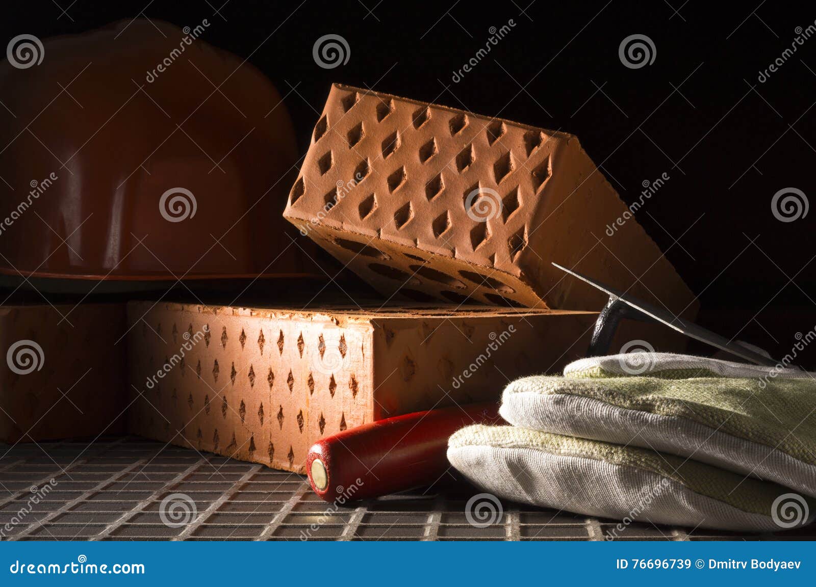 Bricks Building in the Night. Stock Image - Image of objects, house ...