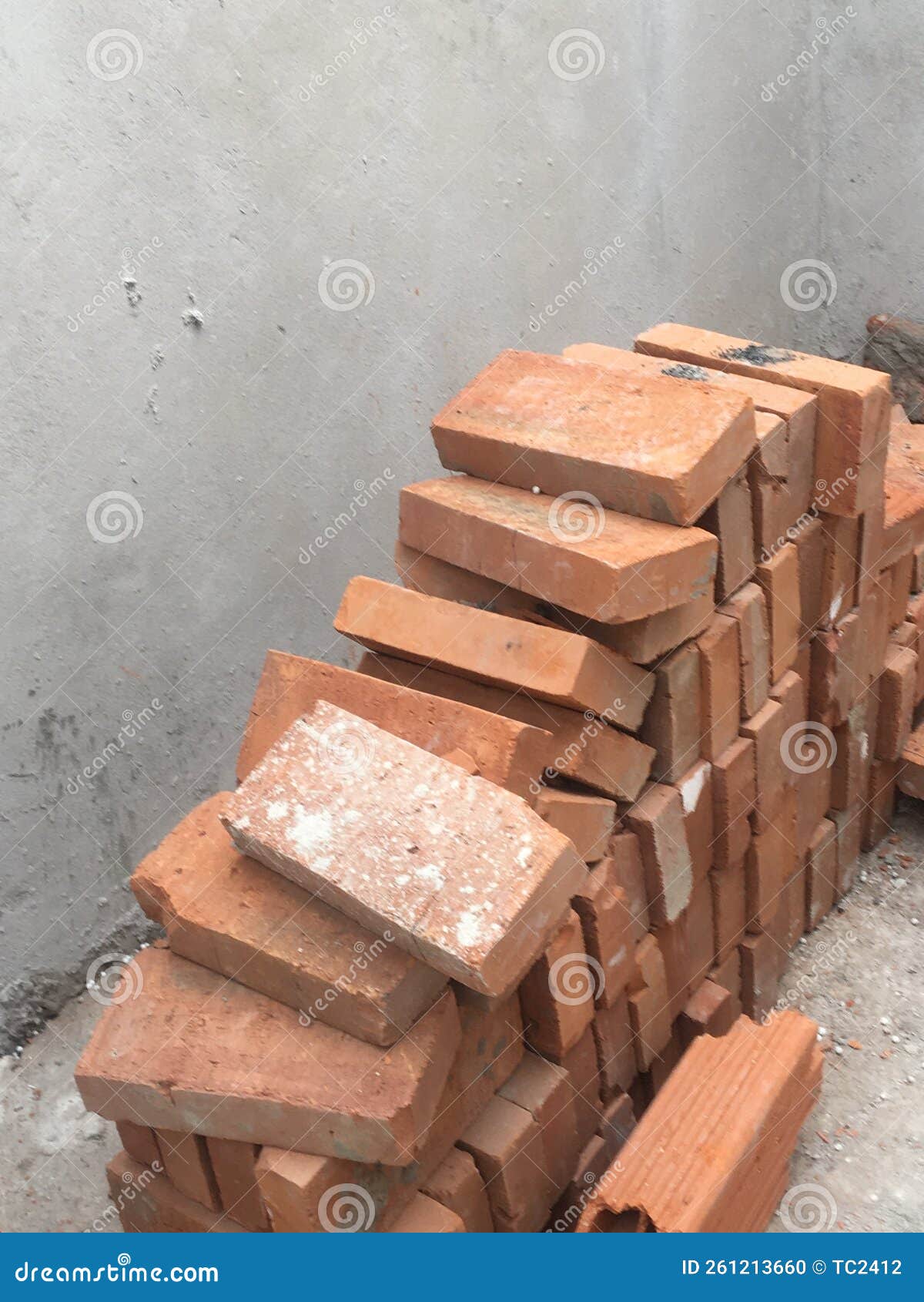 Bricks in a building site stock photo. Image of site - 261213660