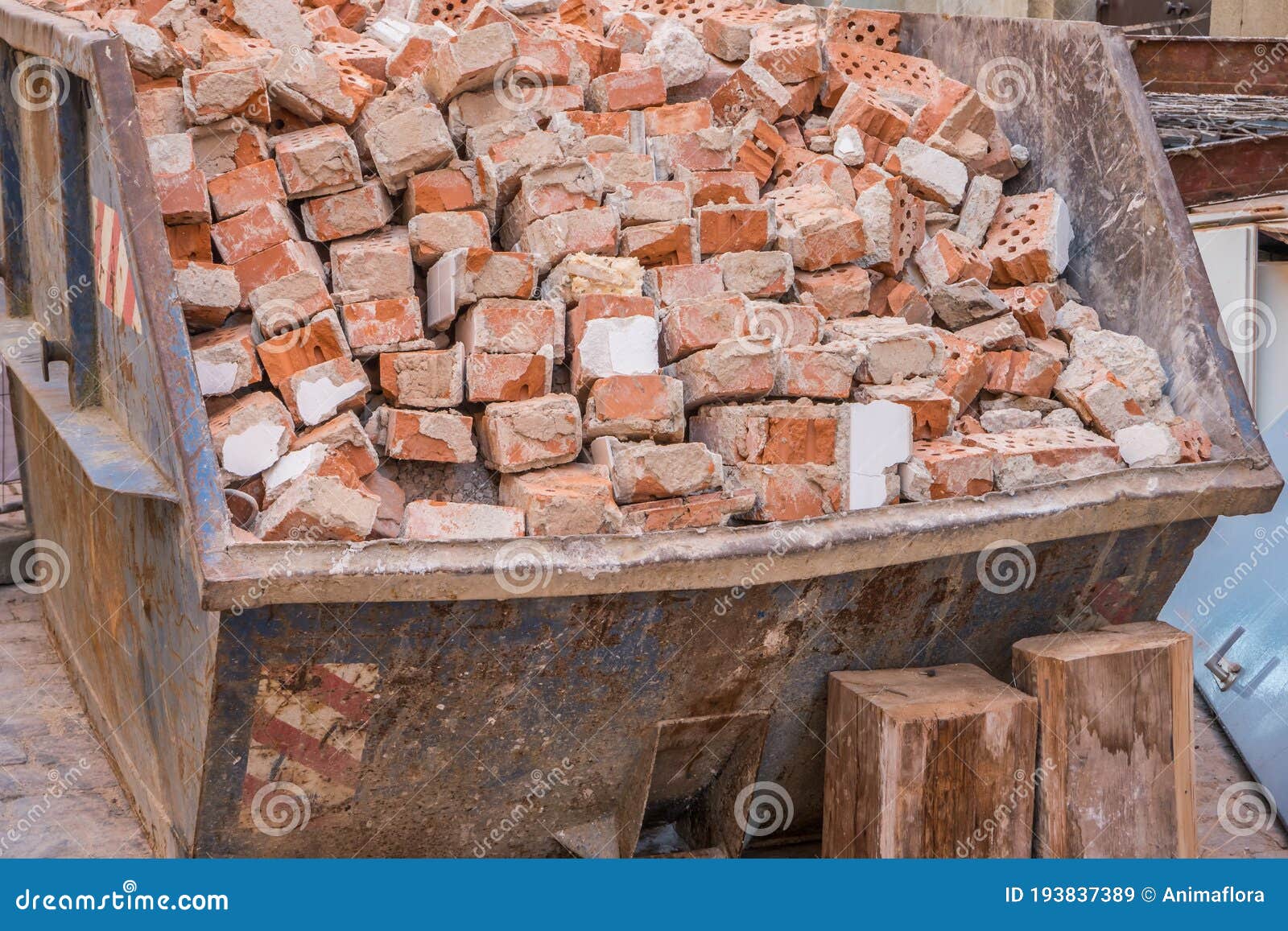 Bricks in a Container of Building Rubble Stock Image - Image of ...