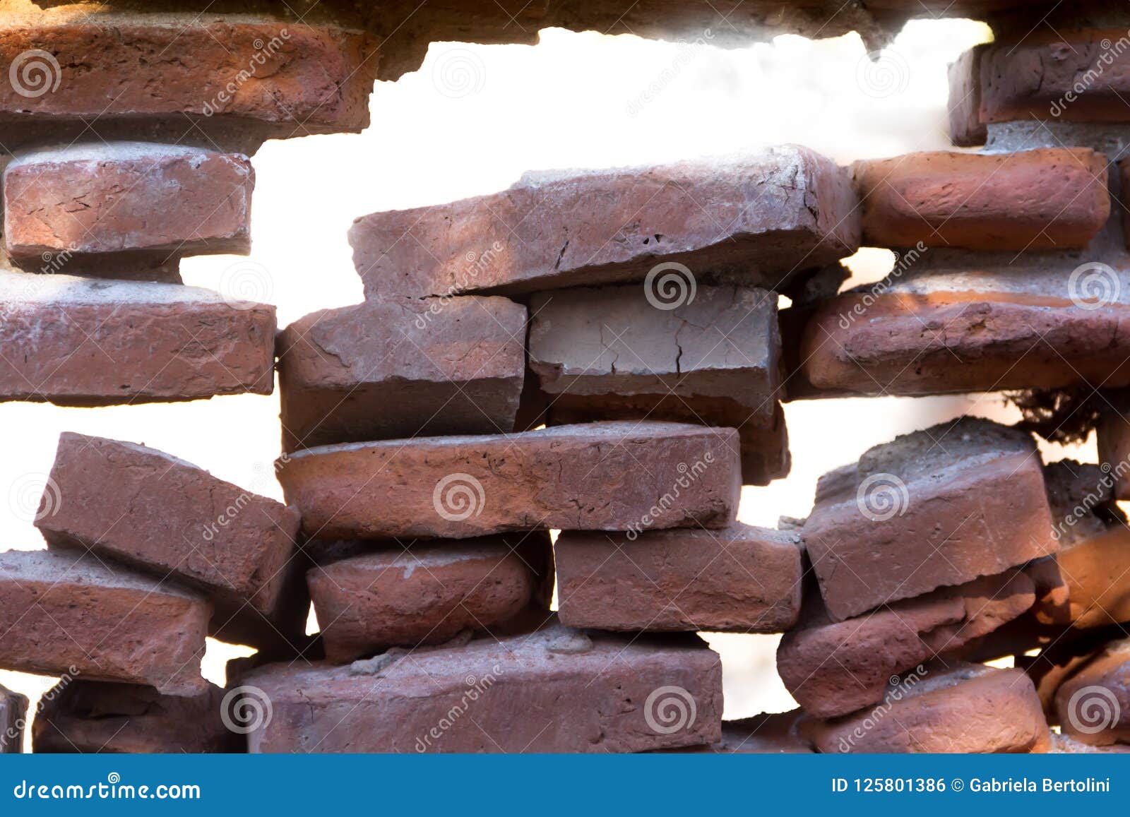 Bricks that Crumble and Leave a Hole in the Wall Stock Photo - Image of ...