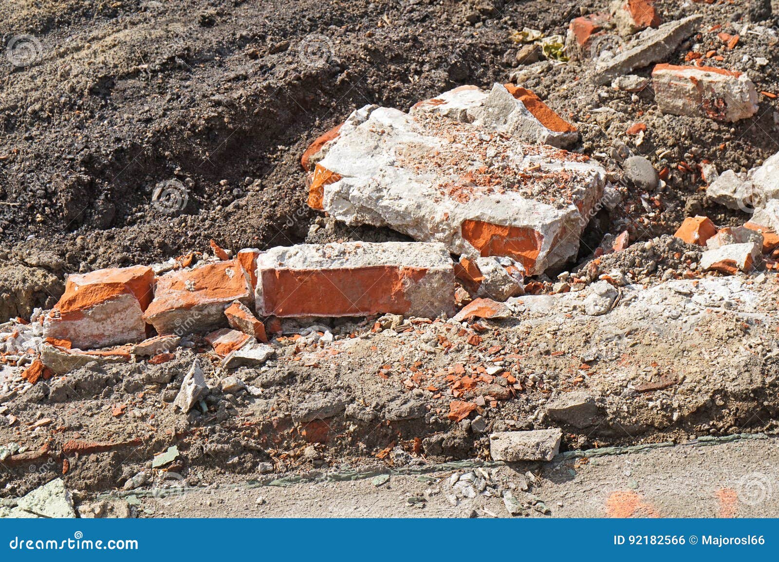 Bricks at the Demolition of an Old Building Stock Photo - Image of ...