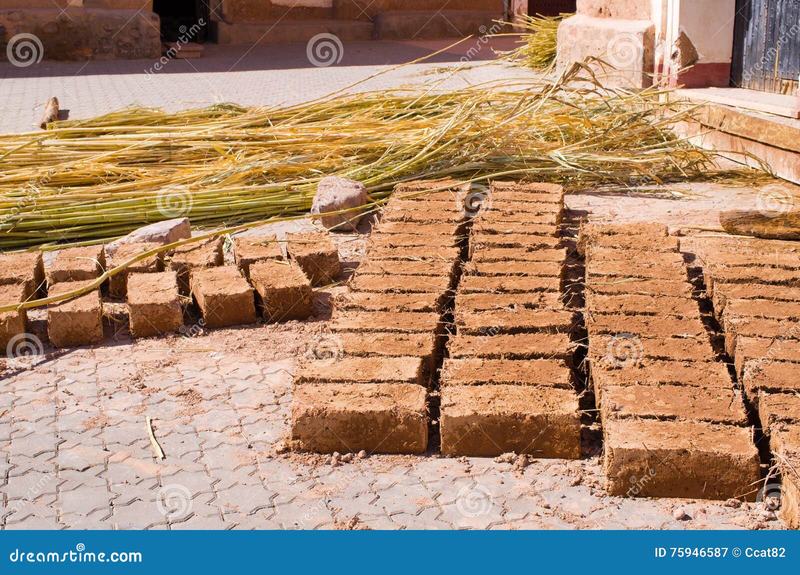 Bricks dried on the sun stock image. Image of earth, clay - 75946587