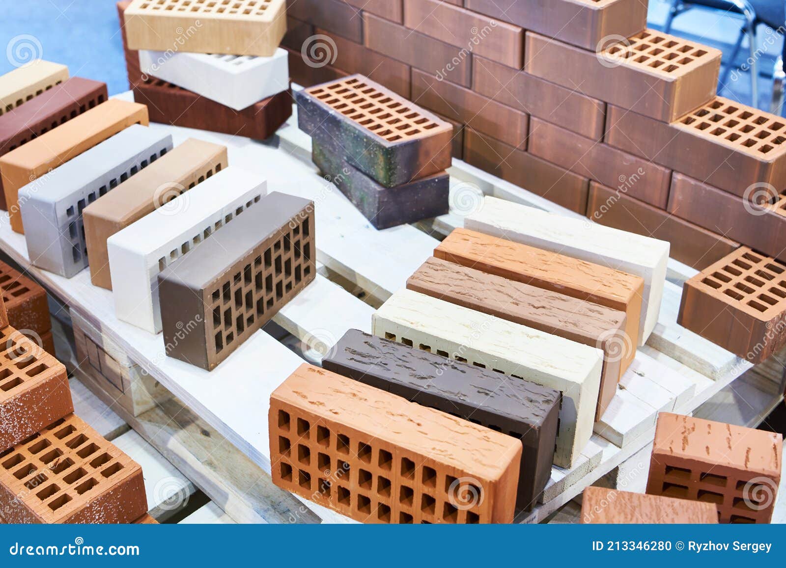 Bricks on Display in Building Store Stock Photo - Image of business ...