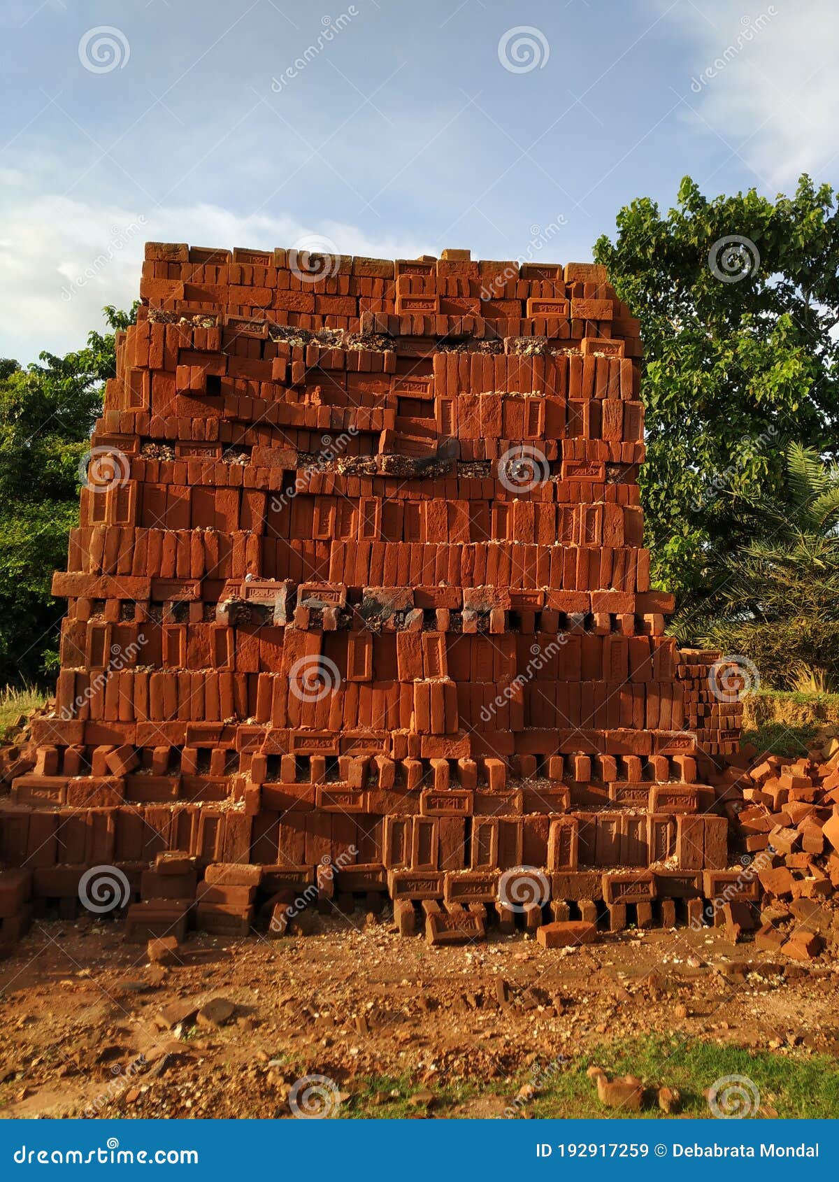 Bricks Field in India Site of a Small River the Bricks Stock Image ...