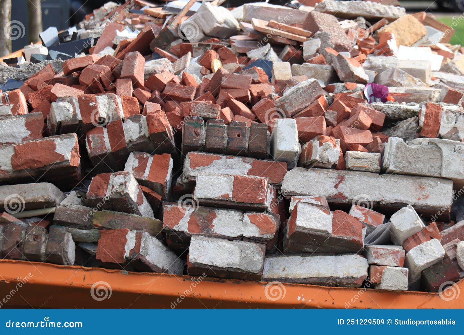 Bricks in a Garbage Dumpster Stock Image - Image of house, chute: 251229509