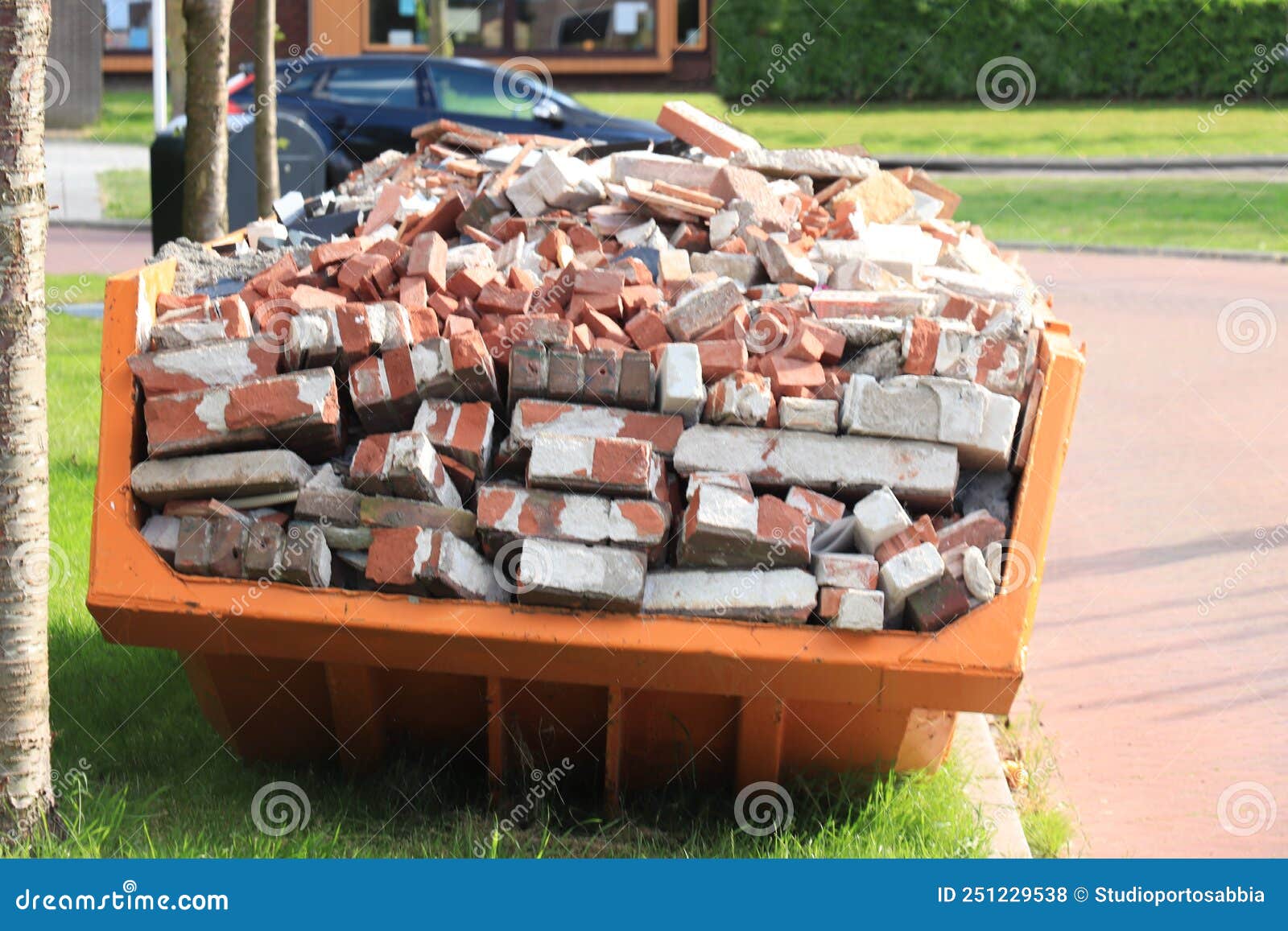 Bricks in a Garbage Dumpster Stock Photo - Image of industrial ...
