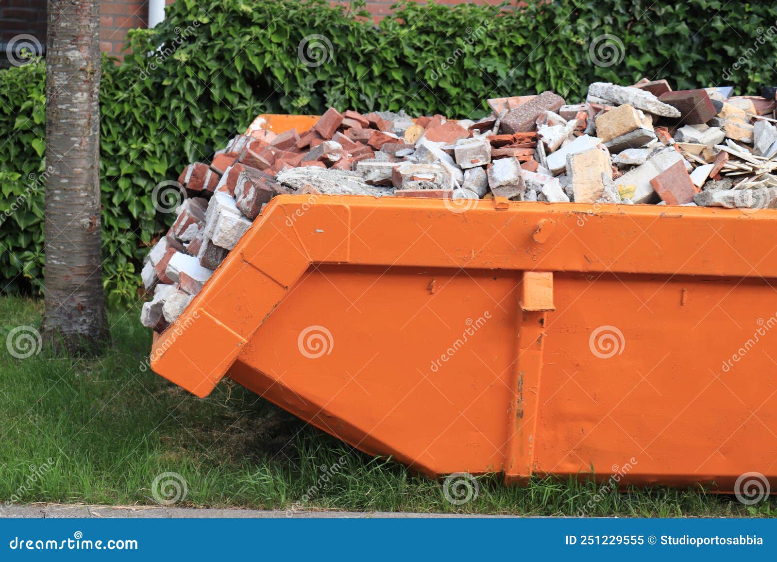 Bricks in a Garbage Dumpster Stock Image - Image of materials, orange ...