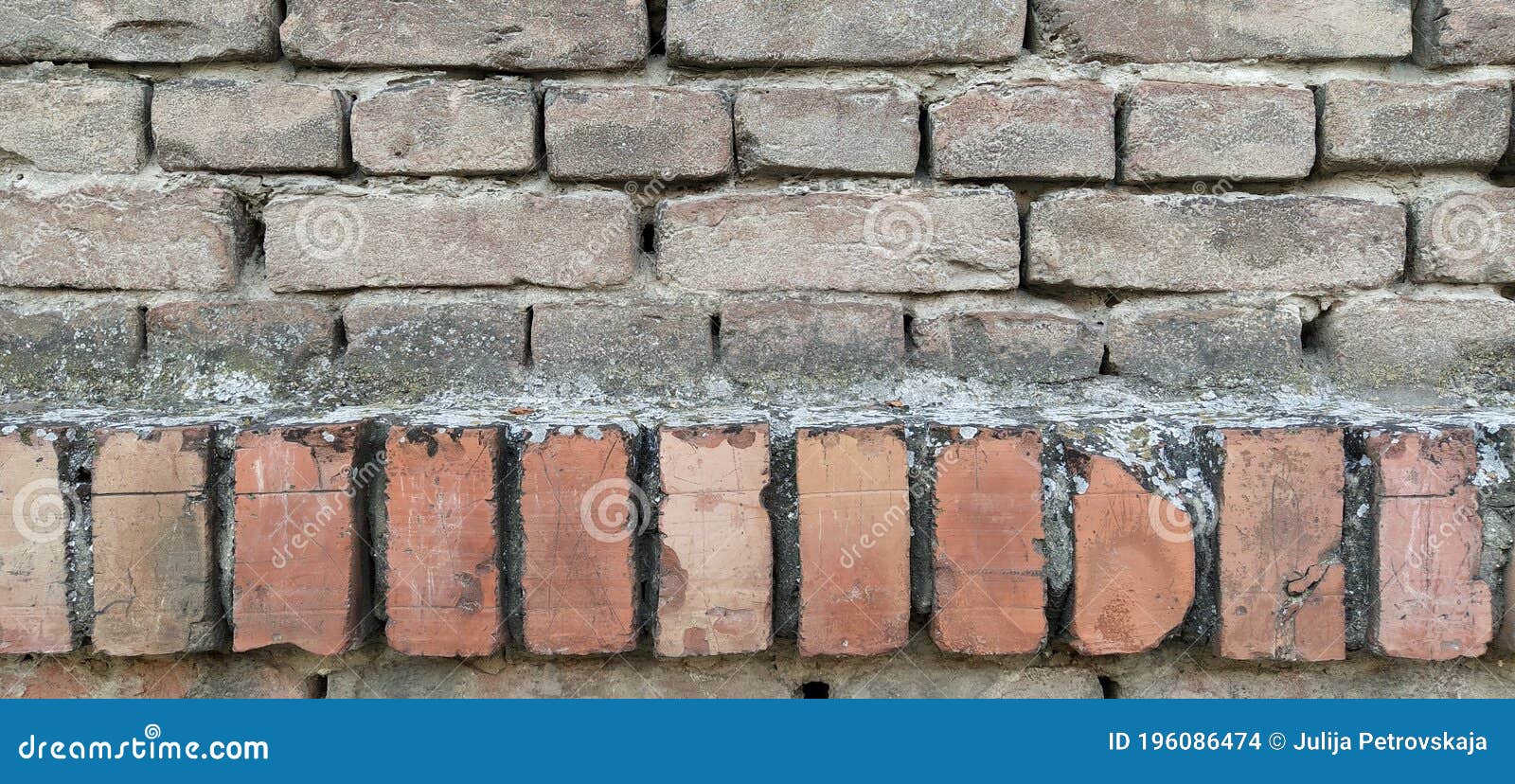 The Bricks are Gray and Red in the Old Masonry. House Wall. Surface ...