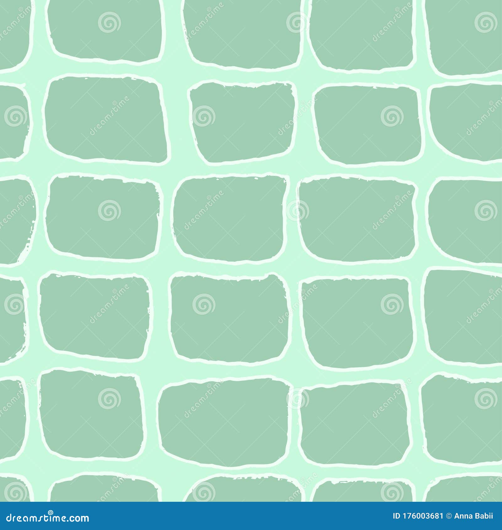 Bricks Handdrawn Seamless Pale Green Pattern. Vector Illustration ...