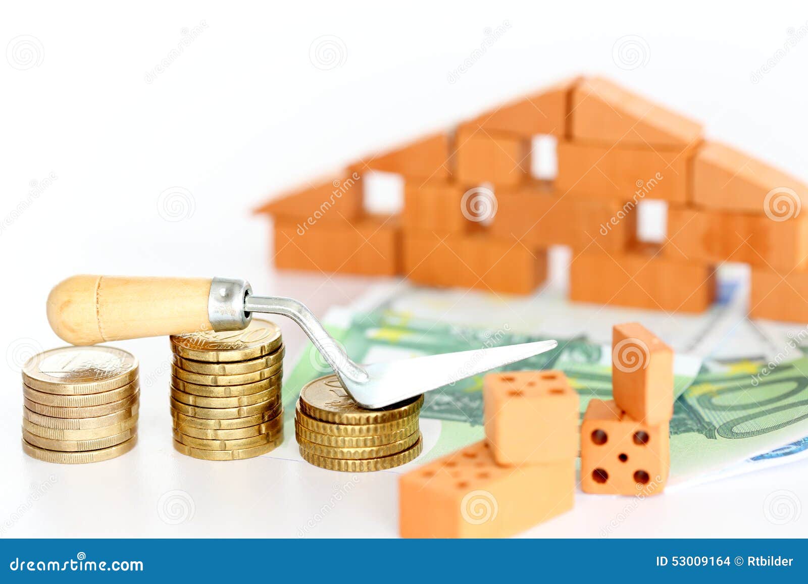 Bricks with house stock photo. Image of coin, build, blurred - 53009164
