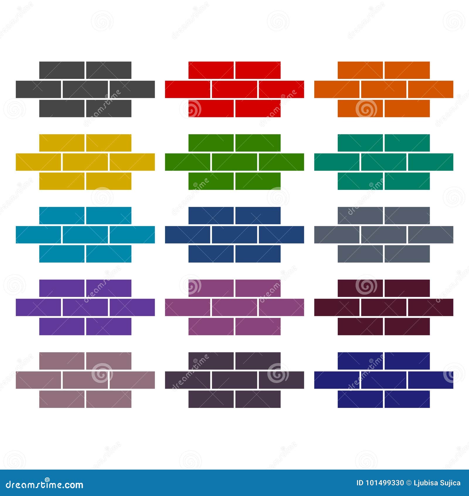 Bricks icons set stock illustration. Illustration of concrete - 101499330