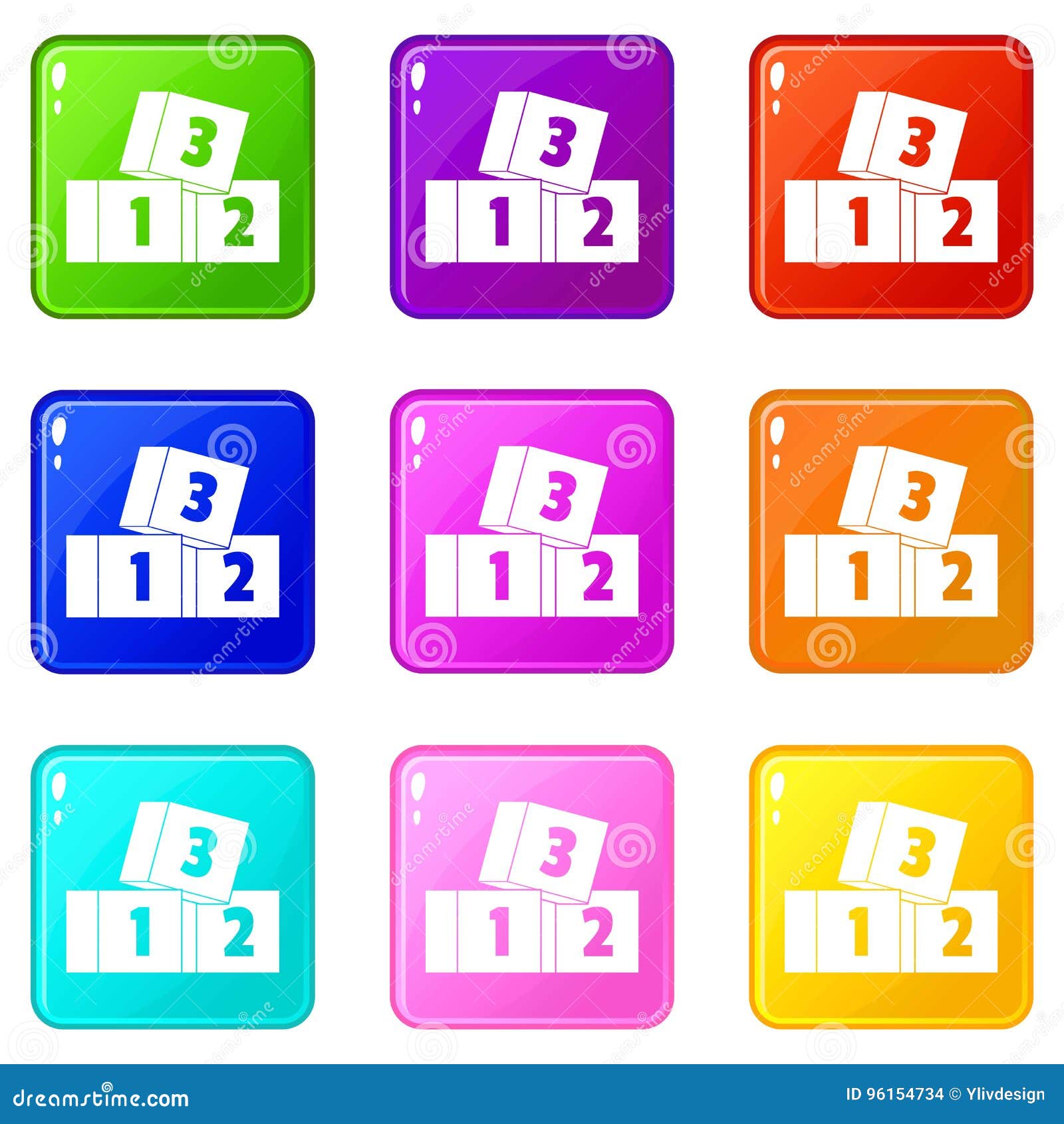 Bricks icons 9 set stock vector. Illustration of color - 96154734