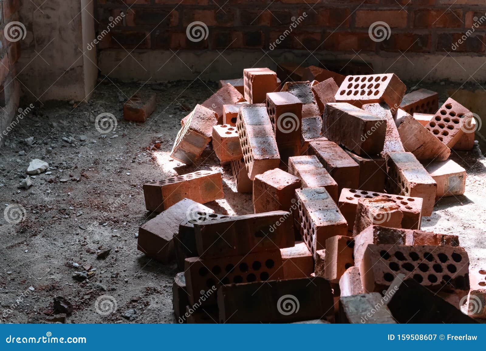 Bricks Inside Unfinished Building Stock Image - Image of building ...