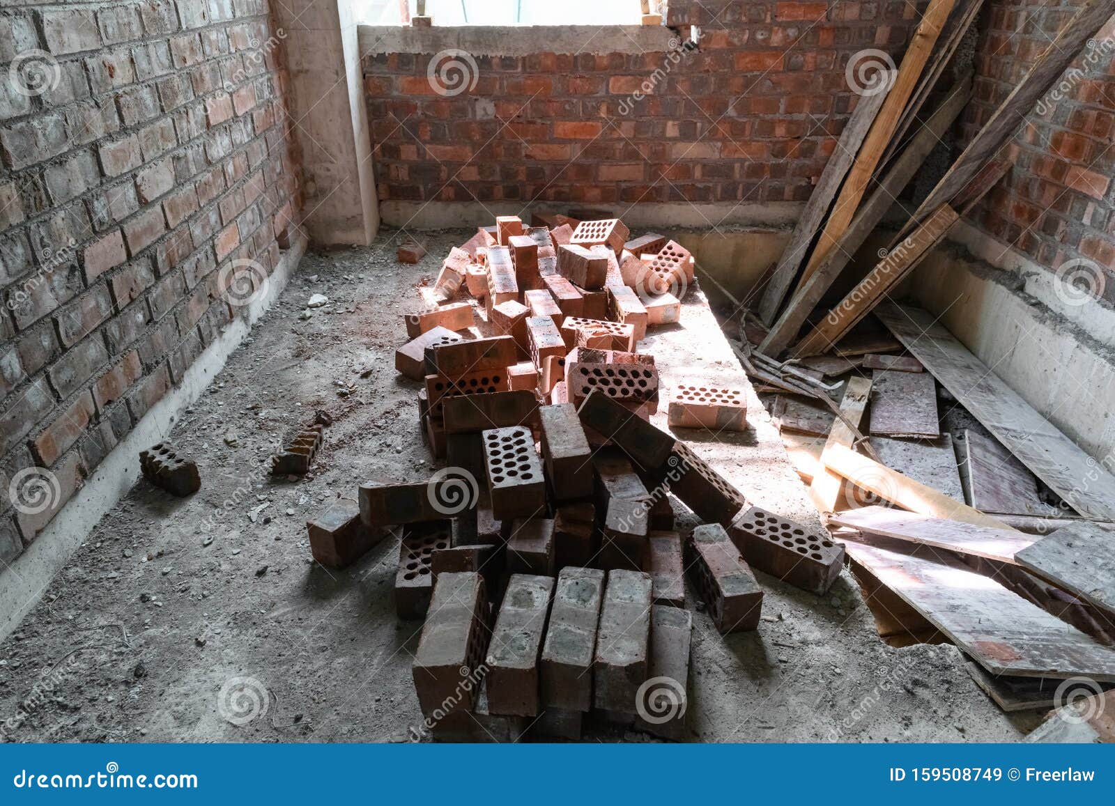 Bricks Inside Unfinished Building Stock Image - Image of unfinished ...