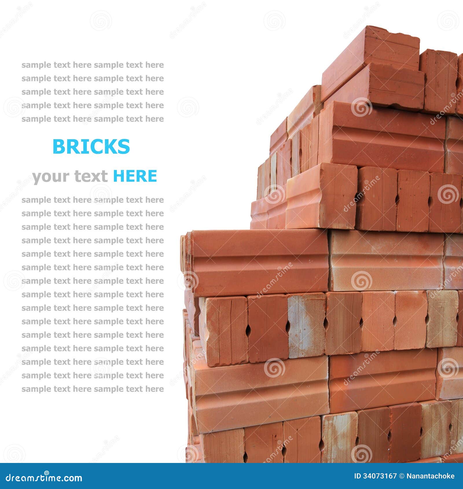 Bricks Isolated on White Background Stock Image - Image of texture ...