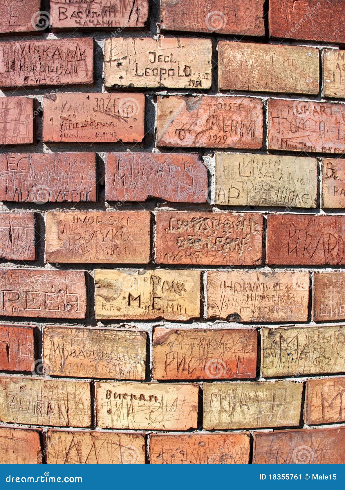 Bricks with Messages on the Round Wall Stock Image - Image of sign ...