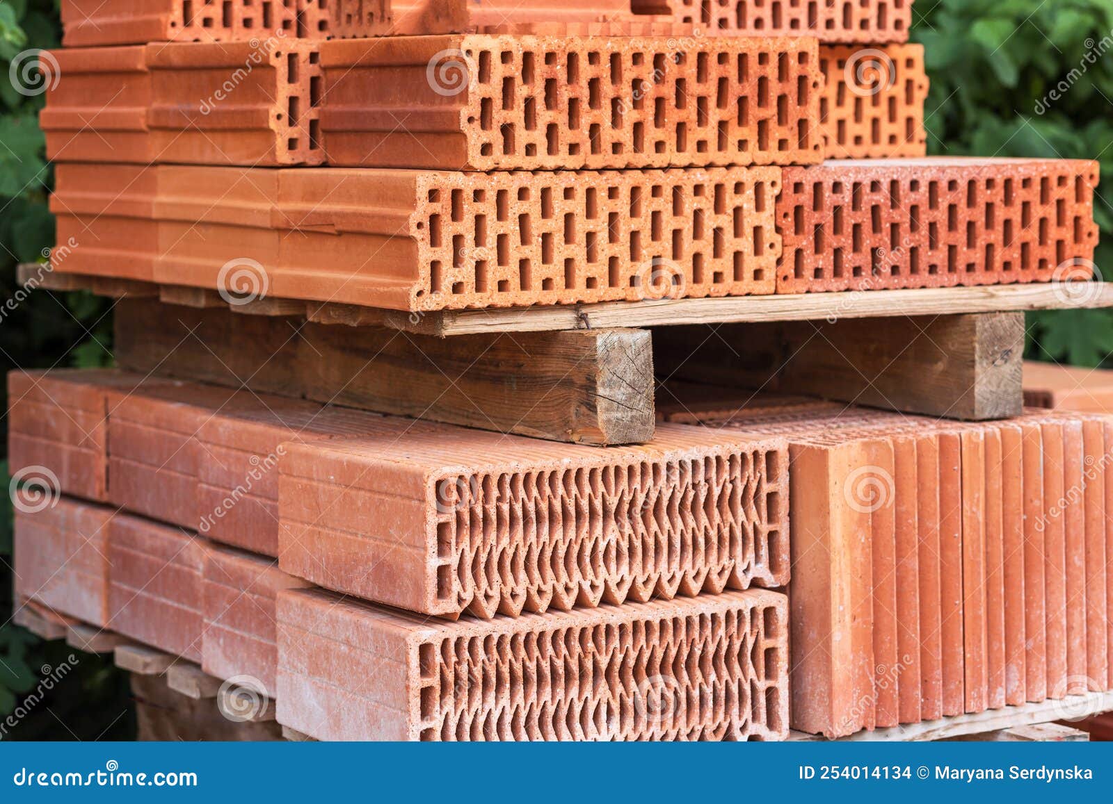 Bricks on Pallet. Ceramic Hollow Brick Blocks. Stock Photo - Image of ...